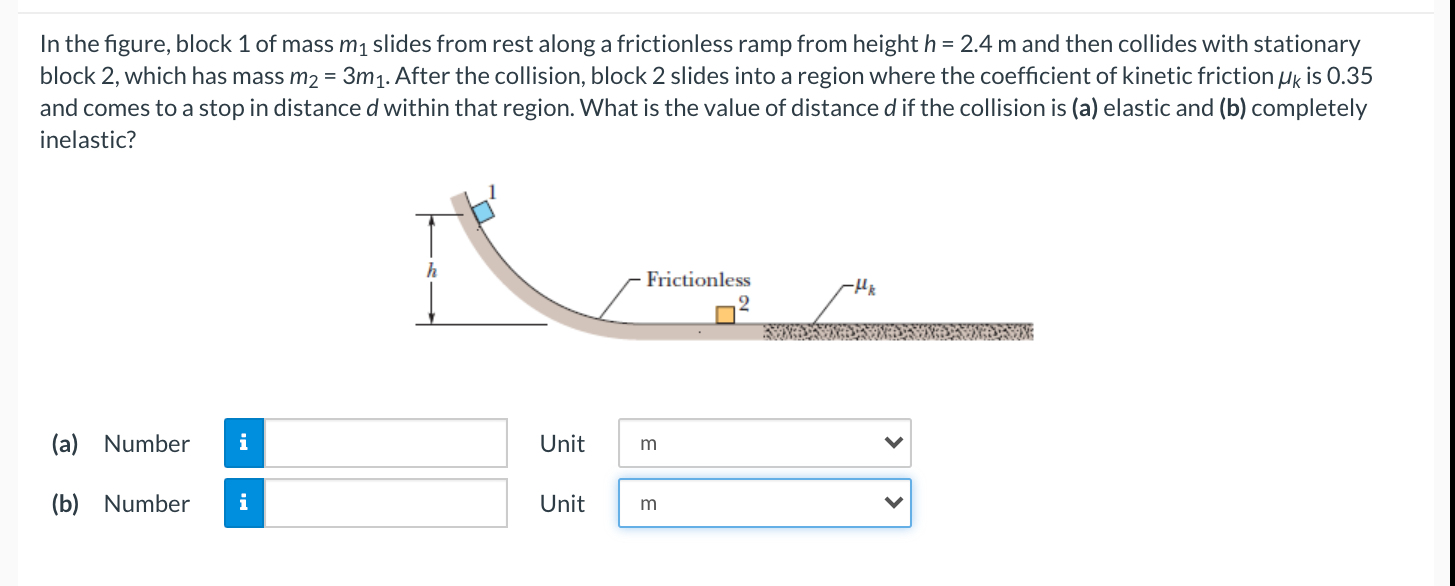 Solved In the figure, block 1 of mass m1 slides from rest | Chegg.com