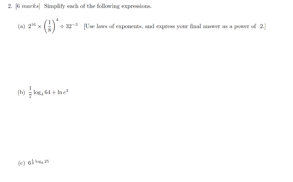 Solved 2. [6 marks] Simplify each of the following | Chegg.com