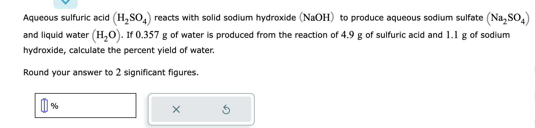 Solved Aqueous sulfuric acid (H2SO4) reacts with solid | Chegg.com
