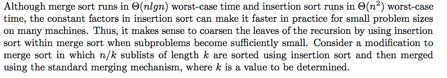Although merge sort runs in O(nlgn) worst-case time | Chegg.com