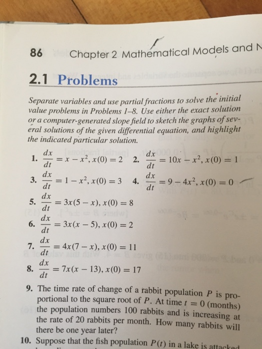 Solved 86 2.1 Problems Separate variables and use partial | Chegg.com