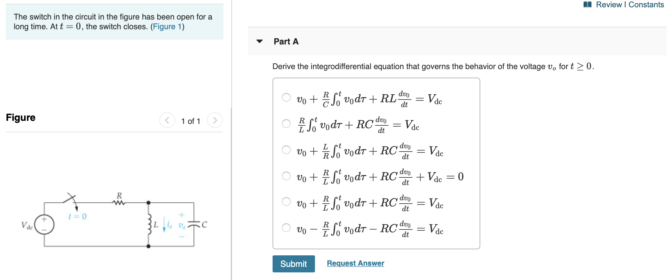 Solved A Review | Constants The switch in the circuit in the | Chegg.com