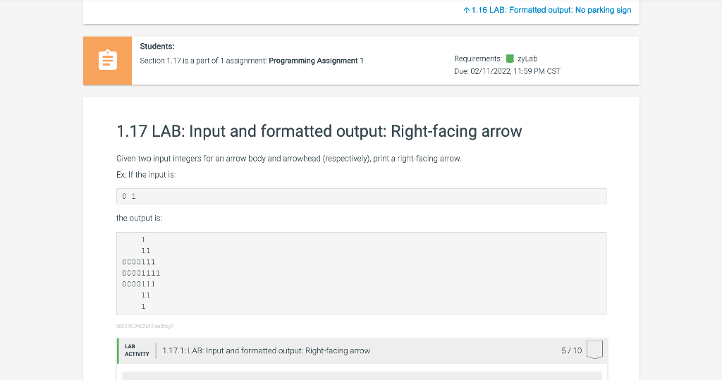 Solved 1.17 LAB: Input and formatted output: | Chegg.com