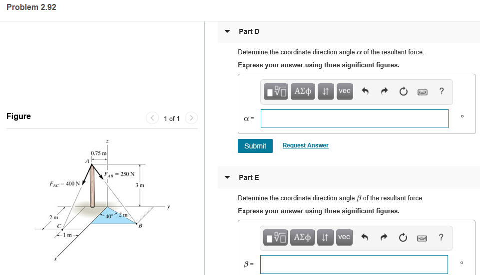 Solved Problem 2 92 Part A Express Force Fab In Cartesian