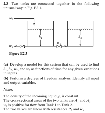 Solved 2.3 Two tanks are connected together in the following | Chegg.com