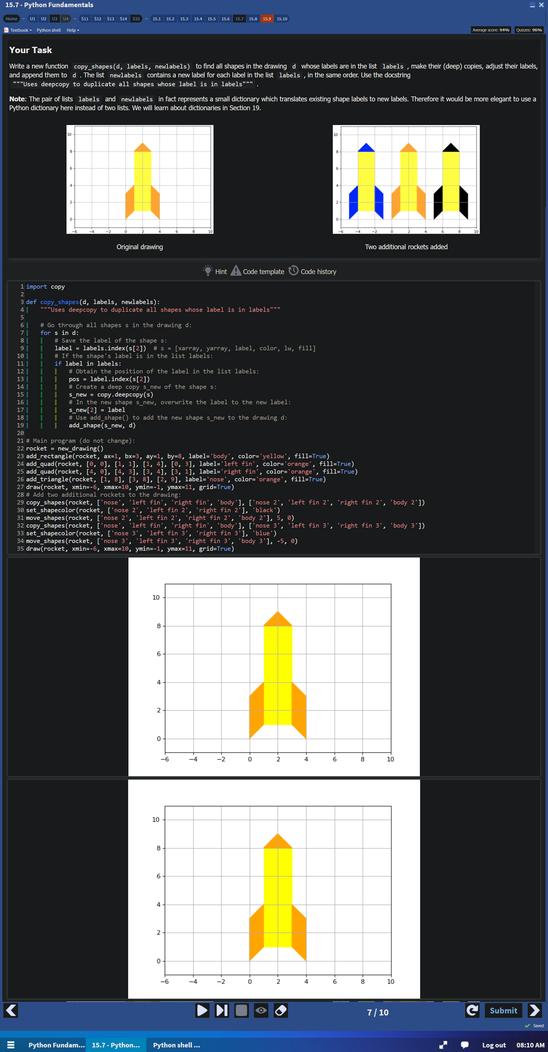 Solved Cant figure out how to get the three rockets to show. | Chegg.com
