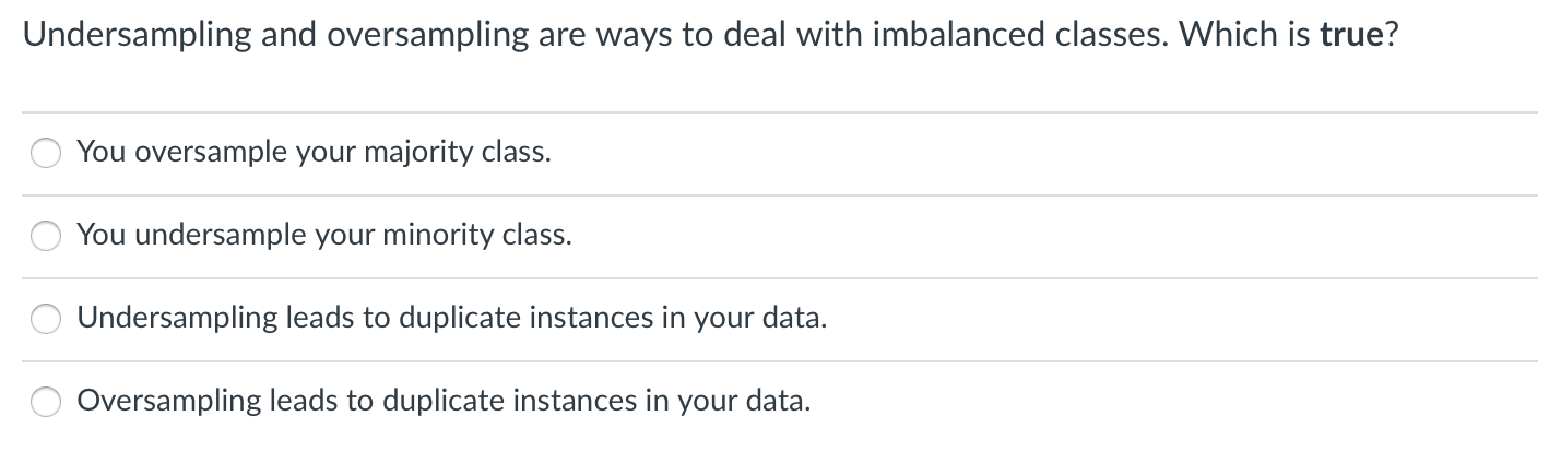 Solved Undersampling and oversampling are ways to deal with | Chegg.com