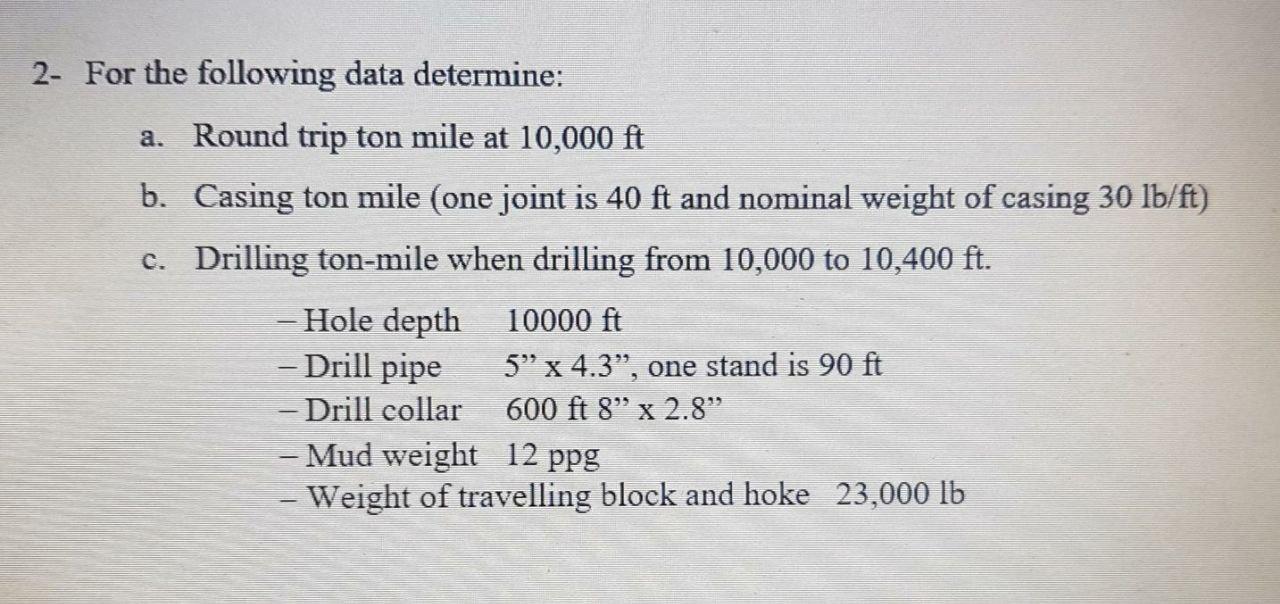 Solved 2- For the following data determine: a. Round trip | Chegg.com