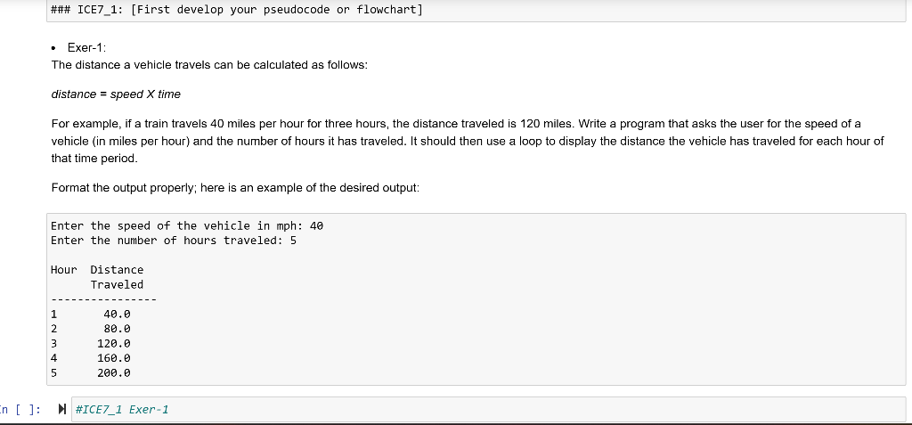 Solved - Exer-1: The distance a vehicle travels can be | Chegg.com