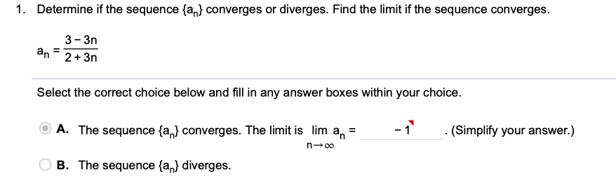 Solved 1. Determine if the sequence {a,} converges or | Chegg.com