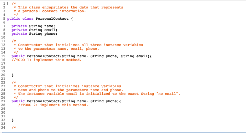 Solved 1 L 2 3 /* * This class encapsulates the data that | Chegg.com