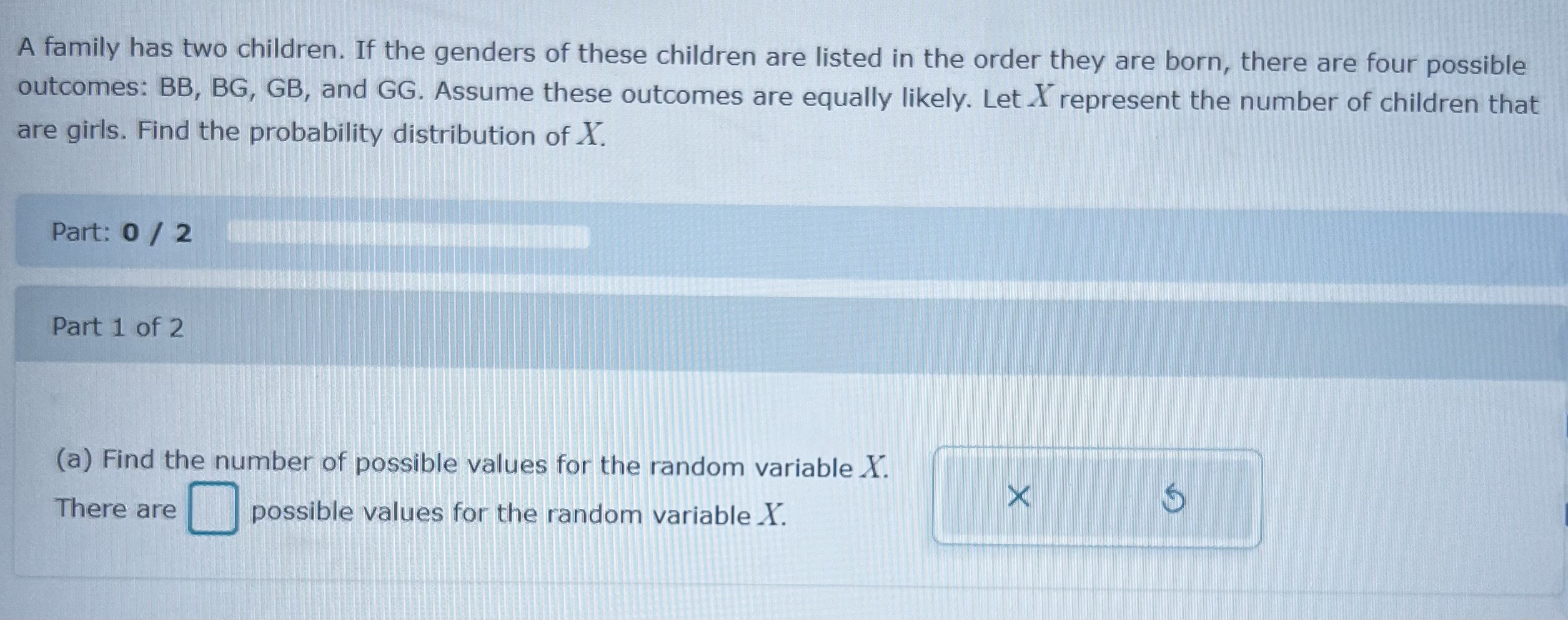 Solved a) Find the number of possible values for the random | Chegg.com