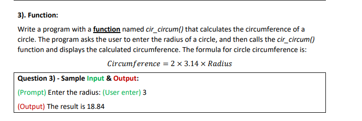 Solved 3). Function: Write a program with a function named | Chegg.com