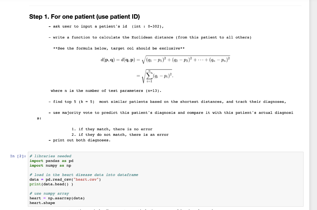 Solved HW3: k nearest neighbors: The heart dataset (given) | Chegg.com