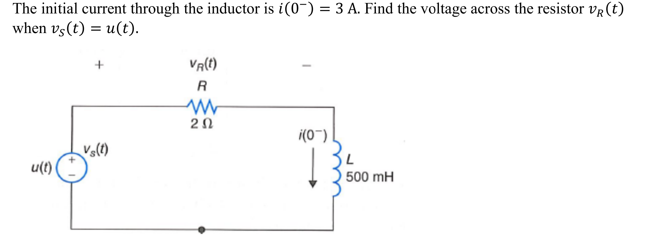 Solved The initial current through the inductor is i(0-) = 3 | Chegg.com