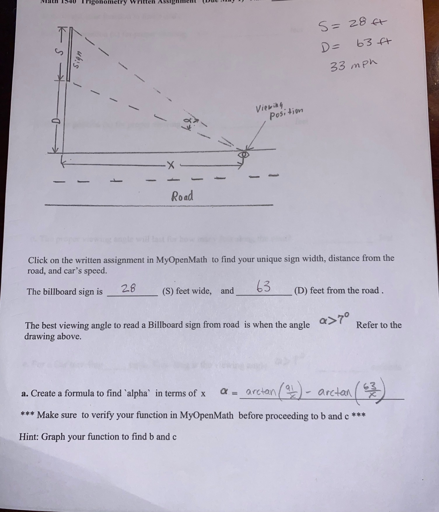 Solved Trigonometry Written Assignment. I have the equation | Chegg.com