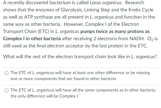 Solved A recently discovered bacterium is called Leeus | Chegg.com