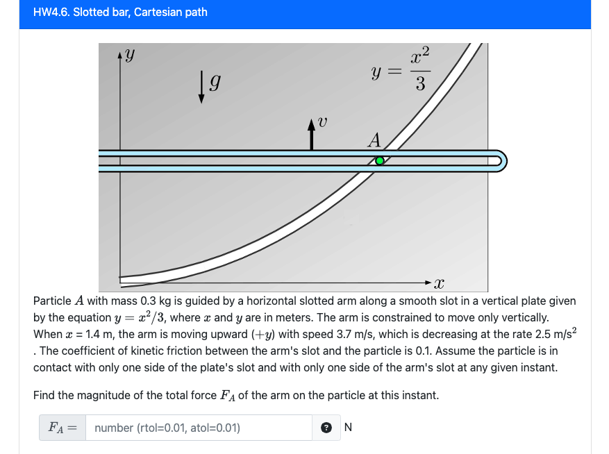 Solved Particle A with mass 0.3 kg is guided by a horizontal | Chegg.com