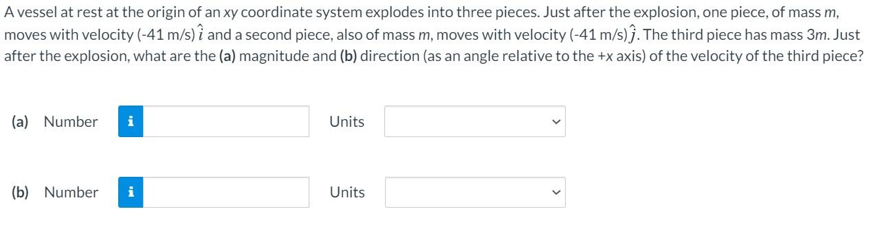 Solved A vessel at rest at the origin of an xy coordinate | Chegg.com