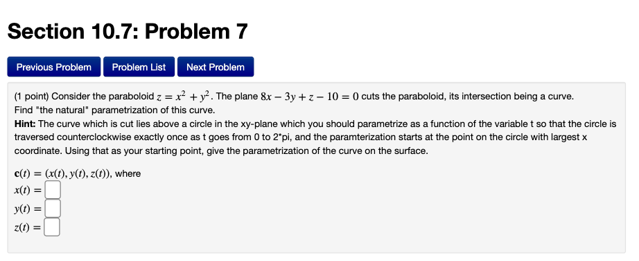 Solved Section 10.7: Problem 7 Previous Problem Problem List | Chegg.com