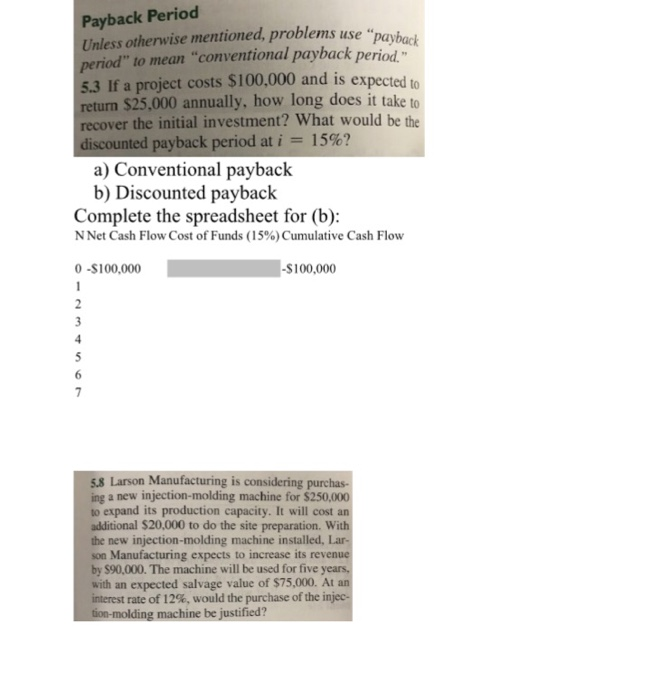 Solved Payback Period Unless otherwise mentioned, problems | Chegg.com