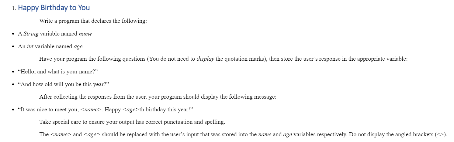 Solved 1. Happy Birthday to You Write a program that | Chegg.com