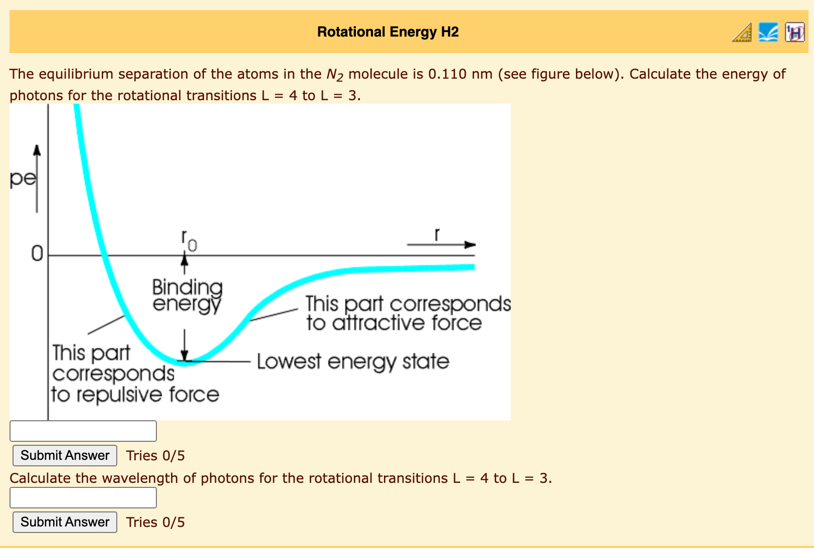 Solved Rotational Energy H2 The equilibrium separation of | Chegg.com