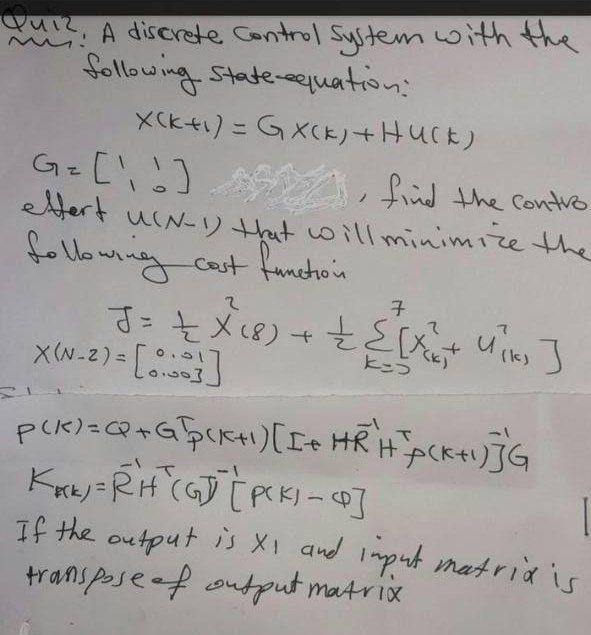 Solved Quiz, Quelle: A discrete Control System with the | Chegg.com