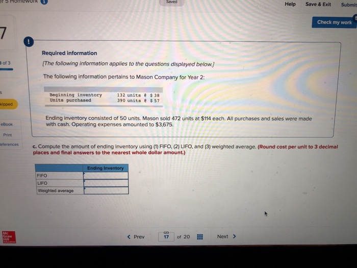 Solved Help Save & Exit Submit Check my work Required | Chegg.com