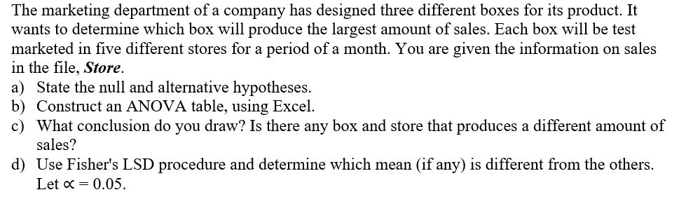 Solved The marketing department of a company has designed | Chegg.com