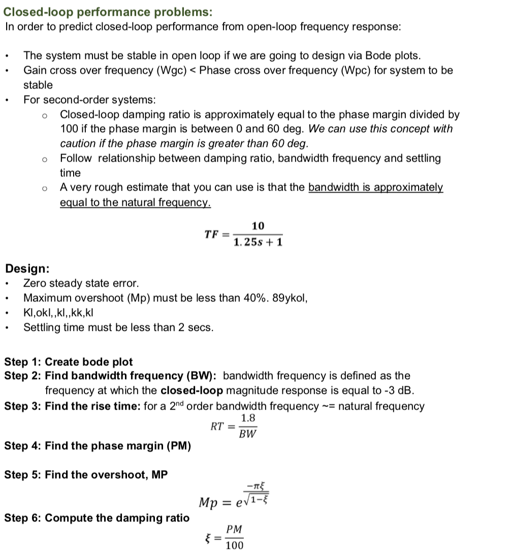 Solved Closed-loop performance problems: In order to predict | Chegg.com