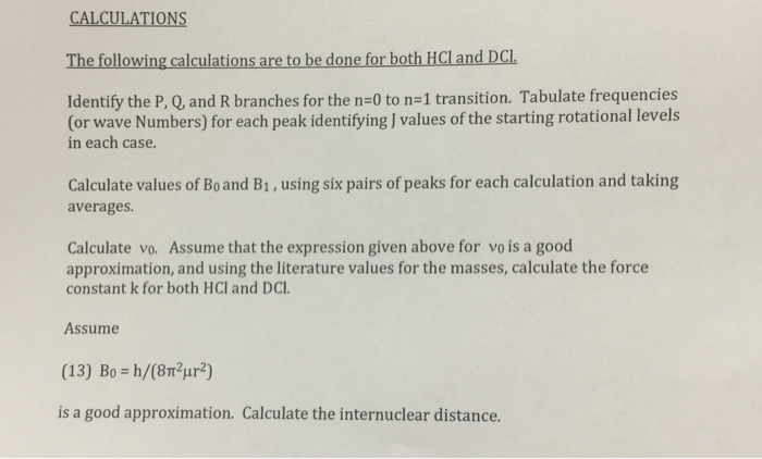 Rotation-Vibration Spectrum of HCL and DCI, | Chegg.com