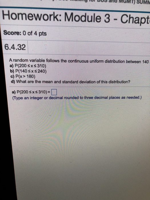 Solved A random variable follows the continuous uniform | Chegg.com