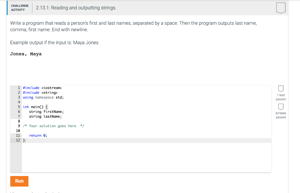 Solved CHALLENGE ACTIVITY CHVITN2.13.1: Reading and | Chegg.com