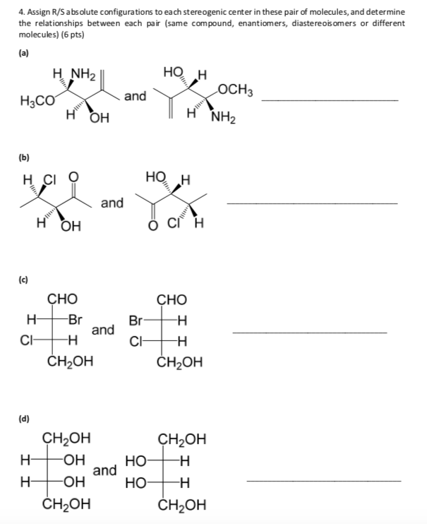 Solved 4. Assign R/S absolute configurations to each | Chegg.com