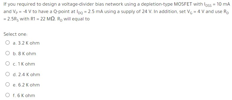 Solved If you required to design a voltage-divider bias | Chegg.com
