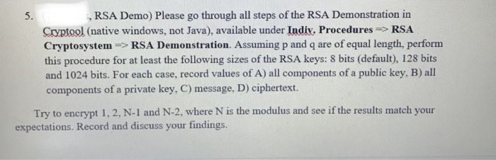 5. RSA Demo) Please go through all steps of the RSA | Chegg.com