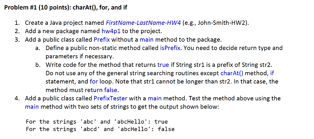 Solved Problem #1 (10 points). CharAt), for, and if 1. | Chegg.com