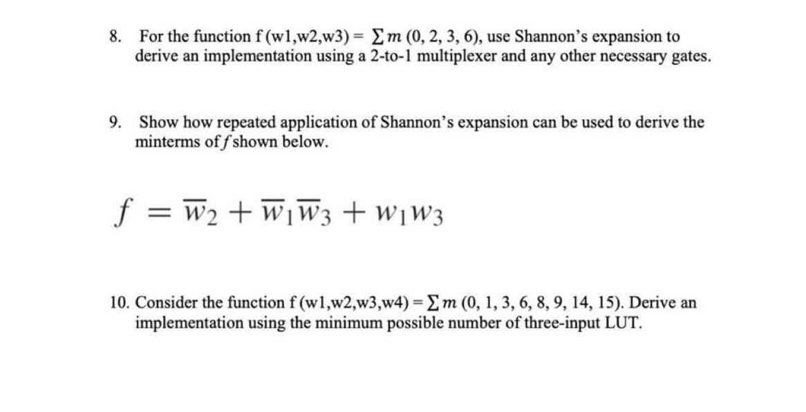 Solved 8 For The Function Fw1w2w3 Em 0 2 3 6 