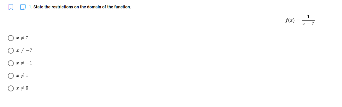 Solved 1. State the restrictions on the domain of the | Chegg.com