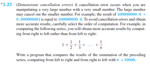 Solved *5.23 (Demonstrate cancellation errors) A | Chegg.com