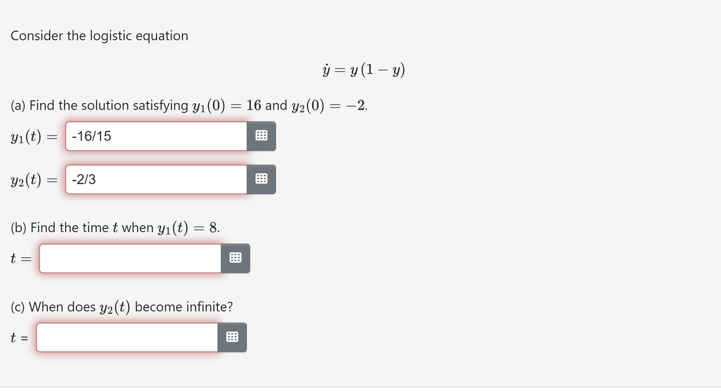 Solved Consider the logistic equationy˙=y(1-y)(a) ﻿Find the | Chegg.com