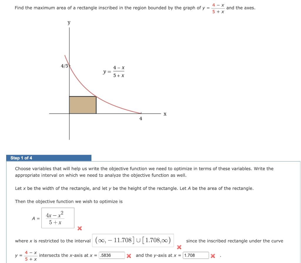 Solved 4-X Find the maximum area of a rectangle inscribed in | Chegg.com