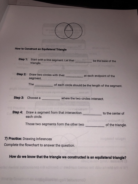 Solved How to Construct an Equilateral Triangle Start with a | Chegg.com