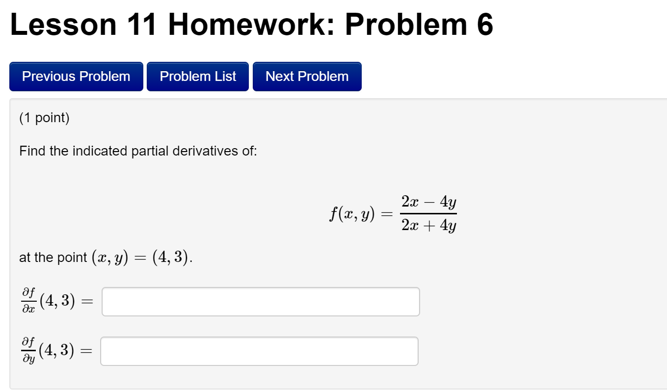 Solved Lesson 11 Homework: Problem 6 Previous Problem | Chegg.com