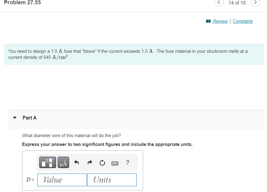 Solved You need to design a 1.0 A fuse that "blows" if the | Chegg.com