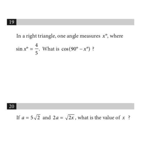 Solved 19 In a right triangle, one angle measures x°, where | Chegg.com