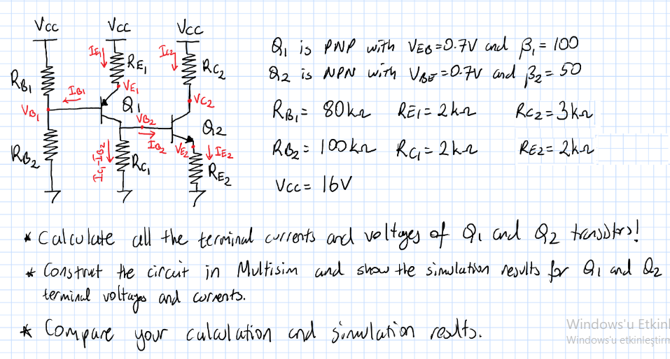 Solved Vcc Vcc Vcc ERE, Ily 1915 RC2 Roi Q, is PNP with | Chegg.com
