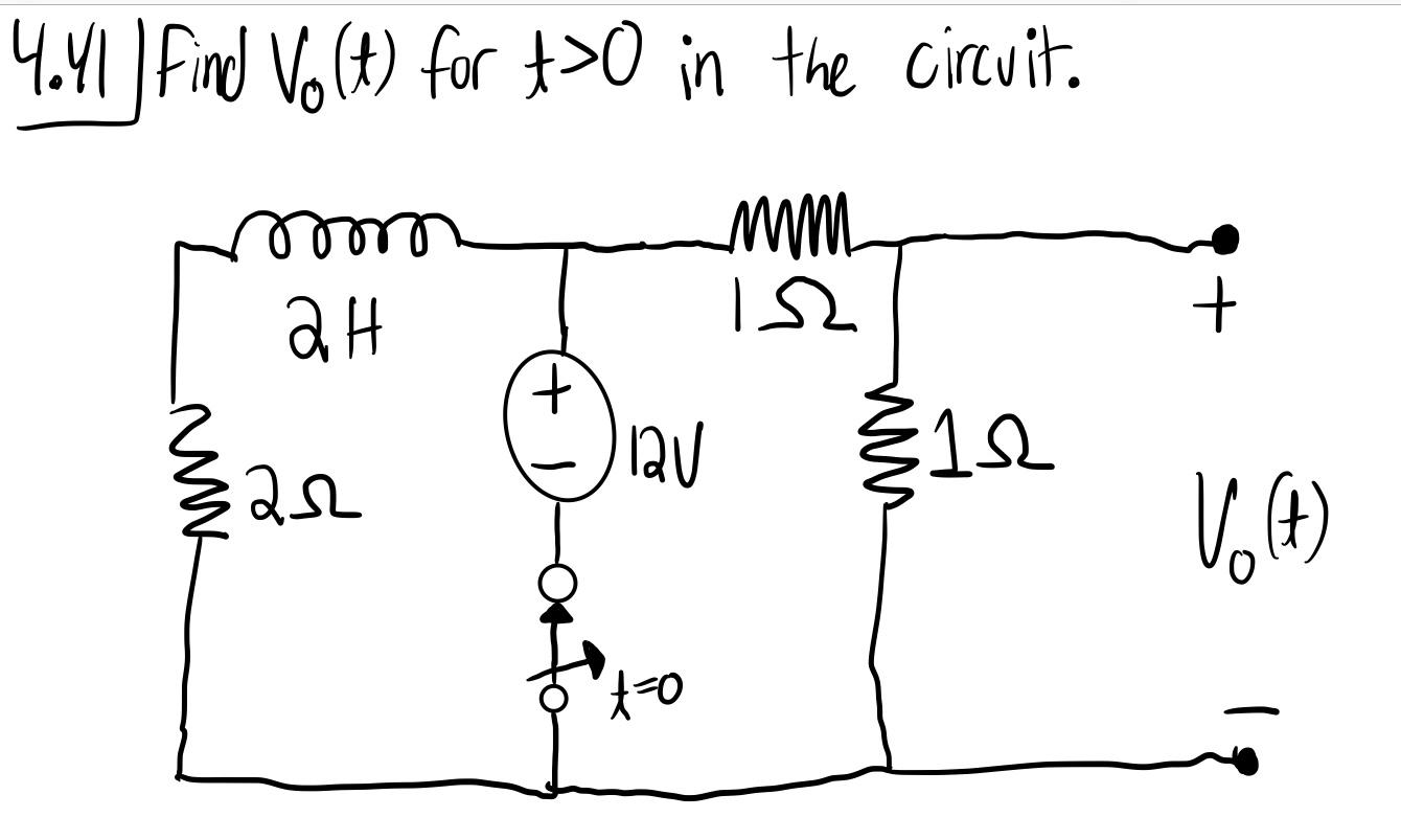Solved 4.41 Find V0(t) for t>0 in the circuit. | Chegg.com