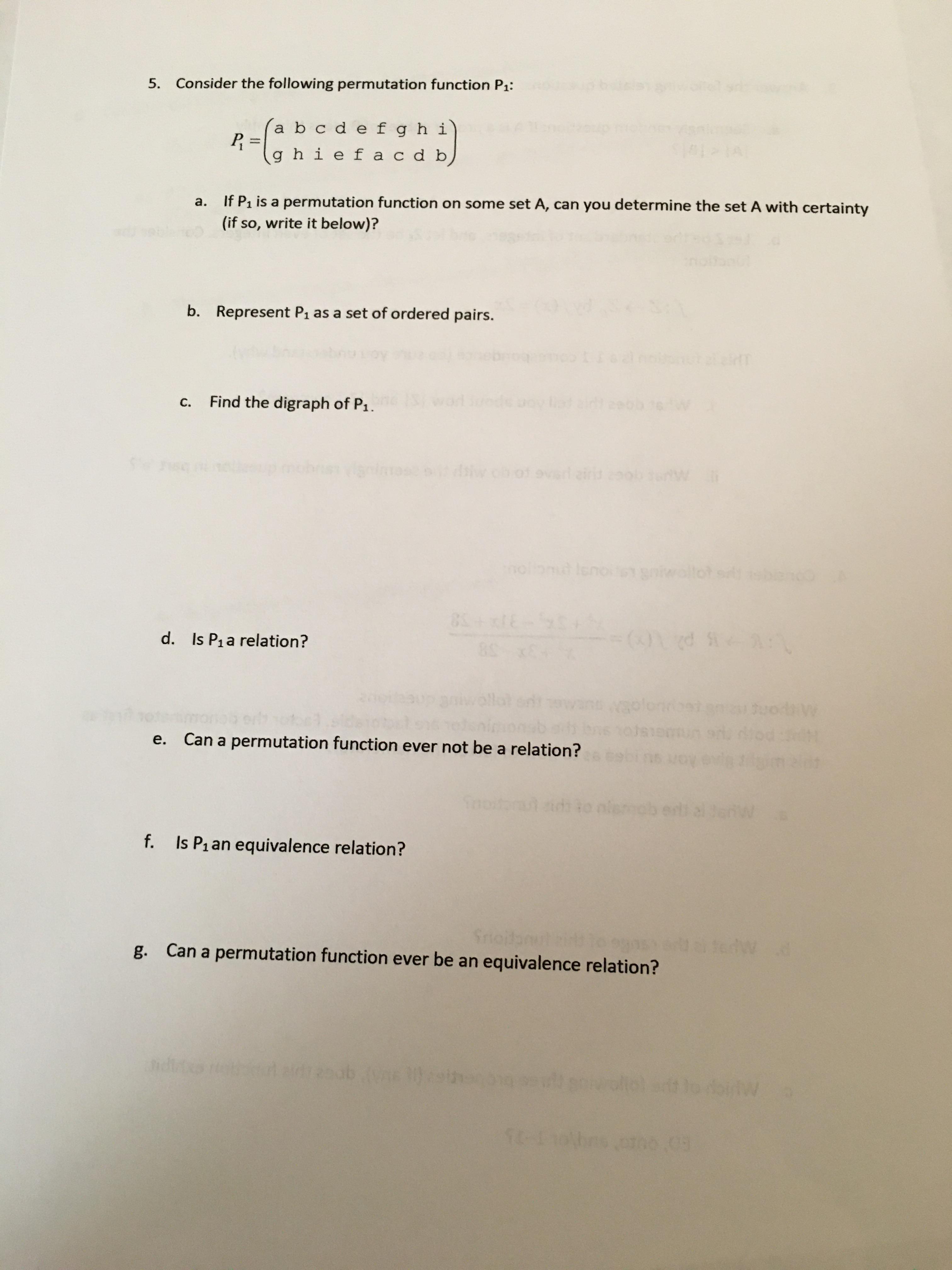 Solved 5. Consider the following permutation function P1: P | Chegg.com